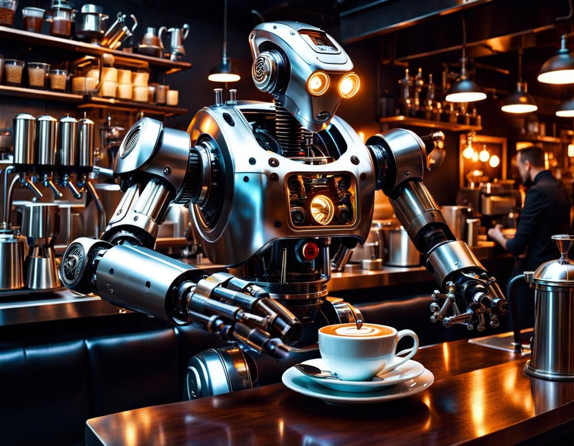 Served coffee in a futuristic café - AI Generated Artwork - NightCafe ...