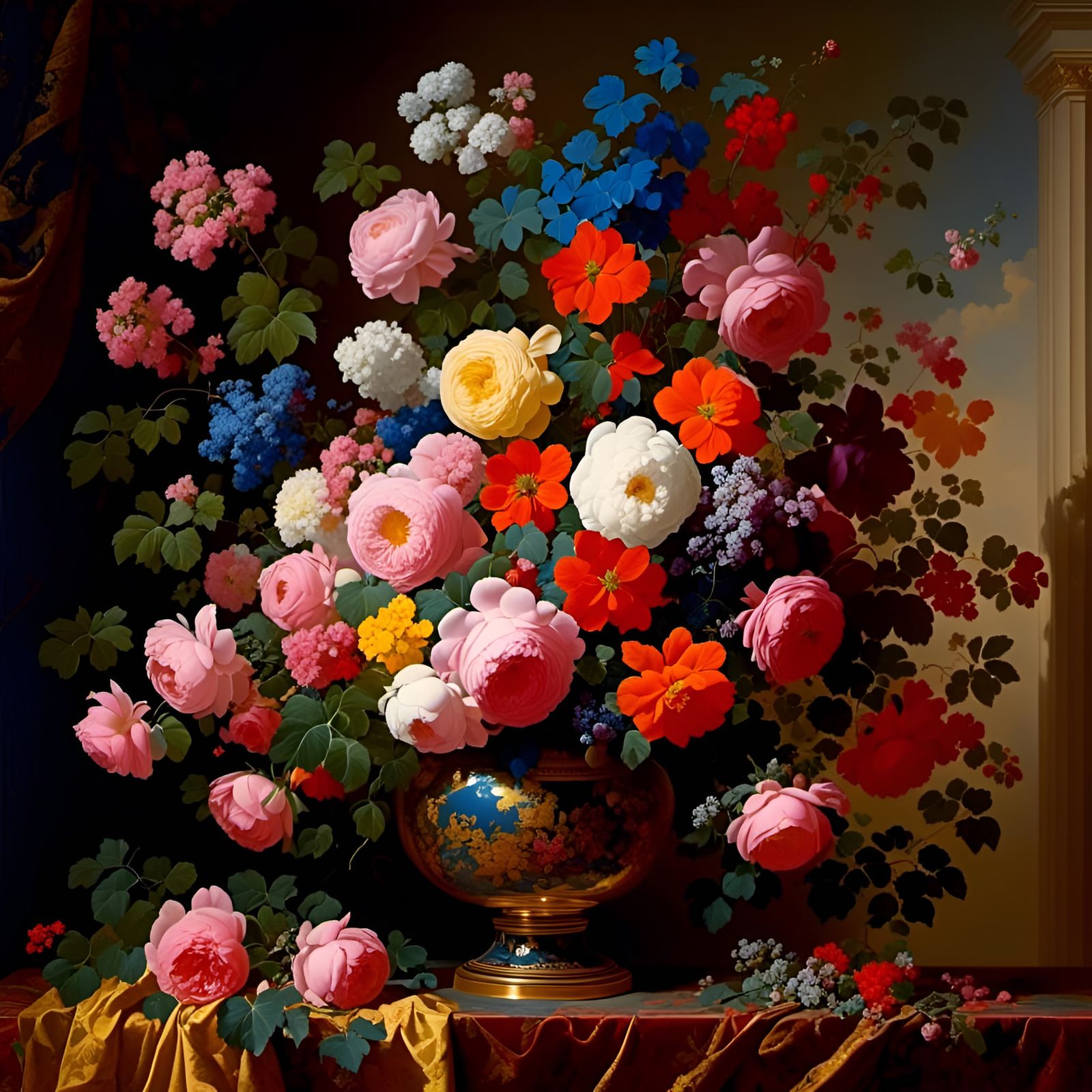 Rococo Floral Still Life - AI Generated Artwork - NightCafe Creator