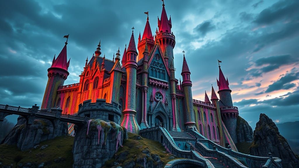 Surreal Psychedelic Castle Melted in Hyperrealisti... - AI Art