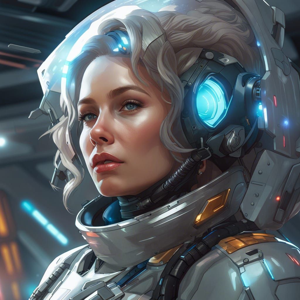 Sci-fi women military futuristic space suits future technology in a ...