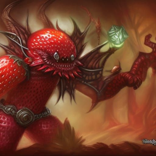warrior strawberry, fantasy art strawberry monster, DND strawberry ...