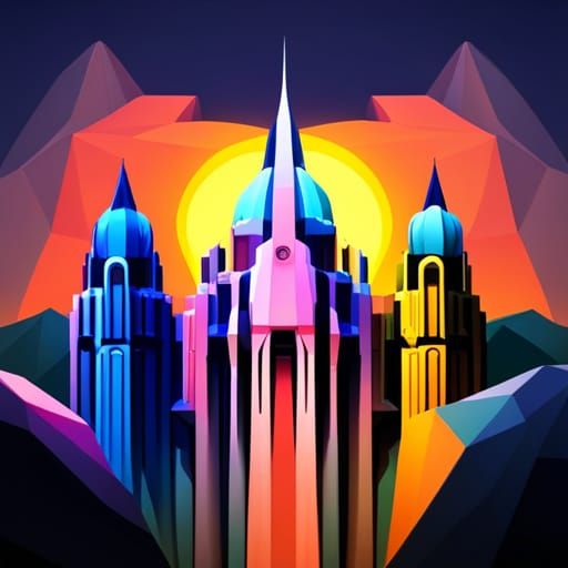 A slick futuristic submarine, luminous, tetradic colors, geometric ...