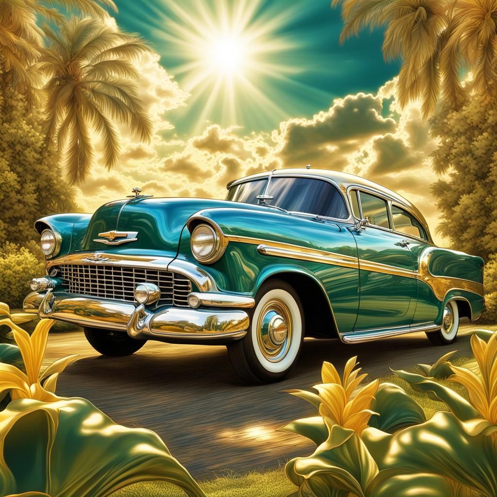 oldtimer chevrolet in a paradise garden - AI Generated Artwork ...