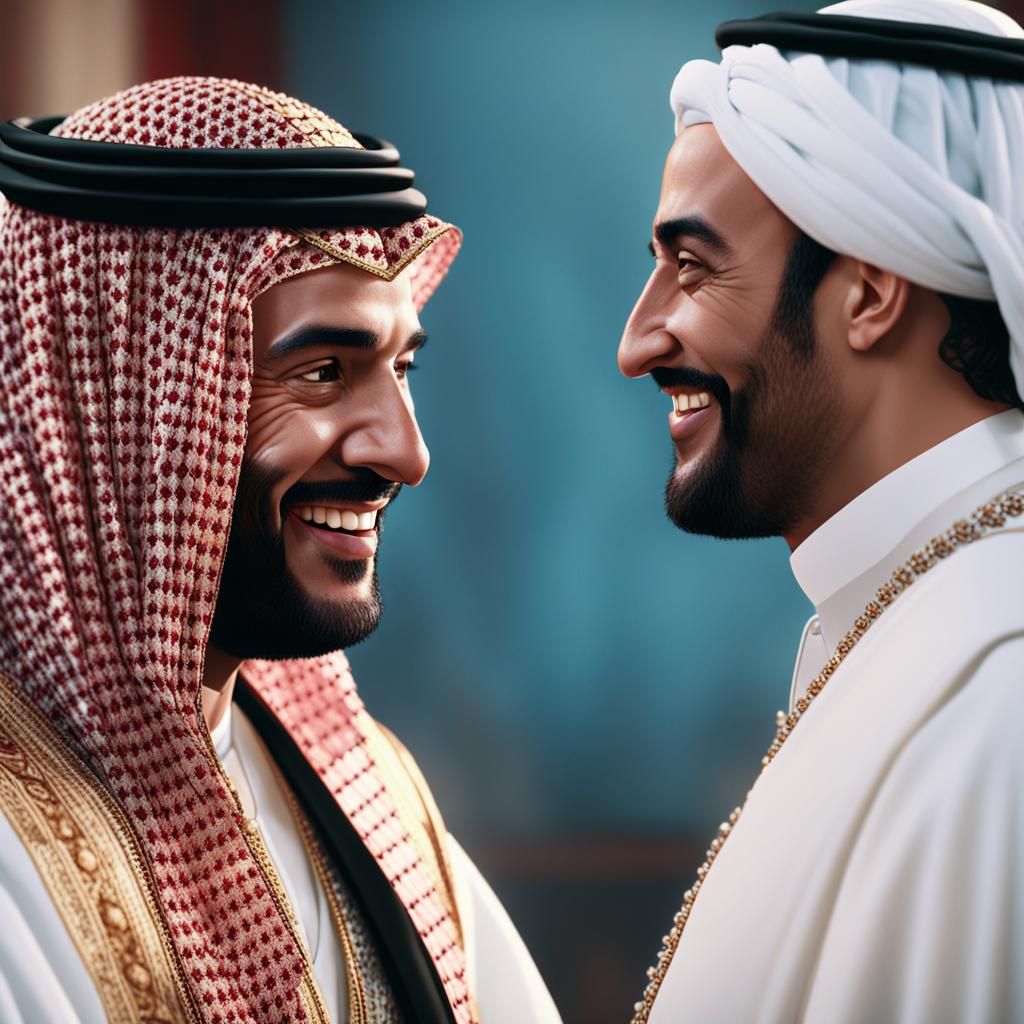 A Middle Eastern King and his 29 year old son, prince, side by side ...