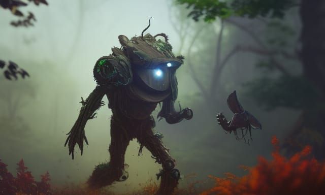 Forest Bot - Tender Droid I-1200 - AI Generated Artwork - NightCafe Creator