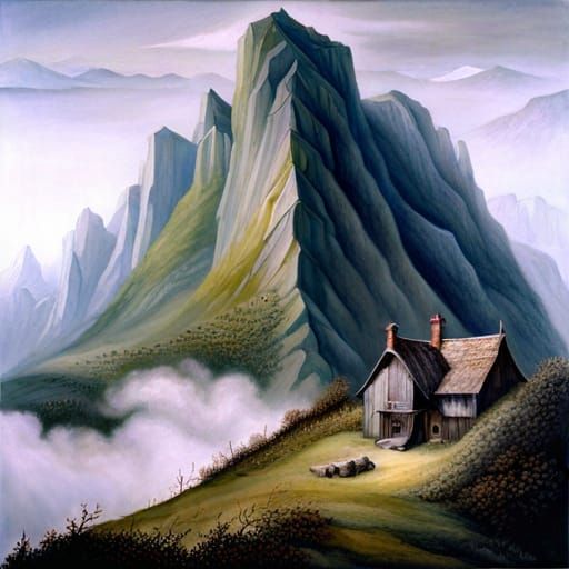 house in the mountains - AI Generated Artwork - NightCafe Creator