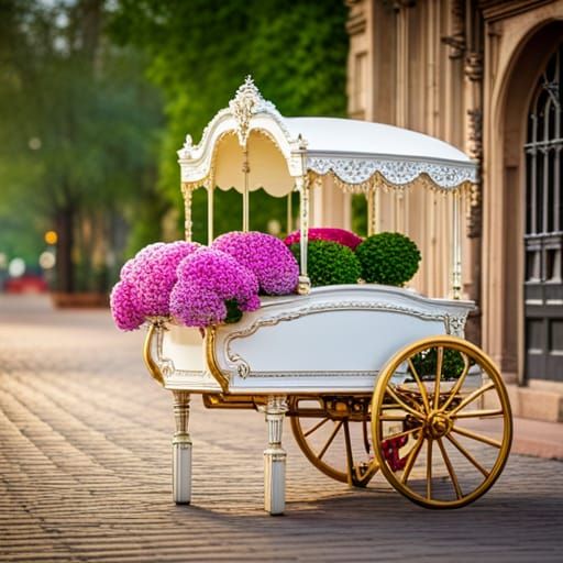 Gilded Flower Cart - AI Generated Artwork - NightCafe Creator