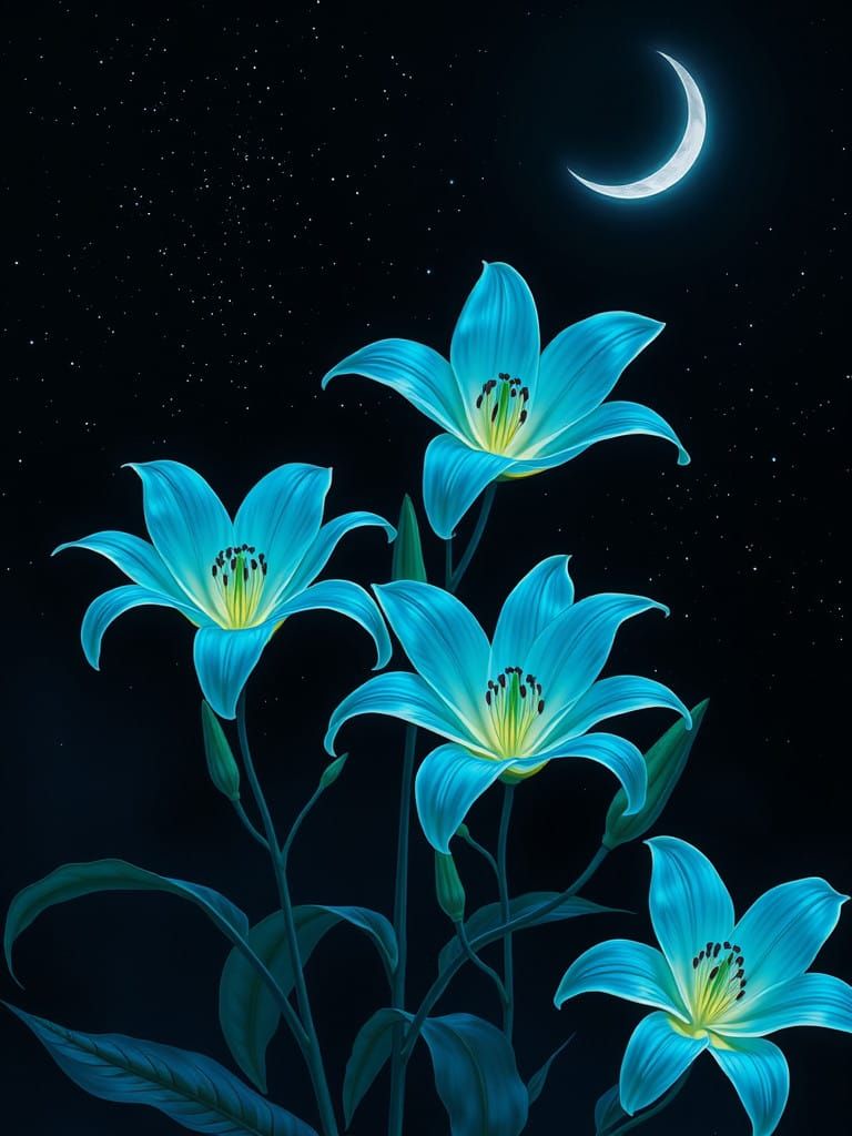 Stargazers - Radiant Blue and Emerald Green Bioluminescent L...