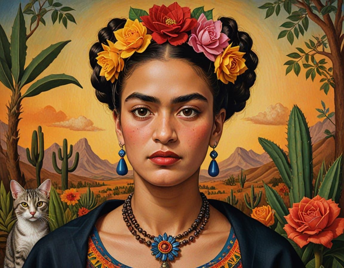 The beauty of Frida Kahlo. - Vibrant Mexican Goddess in Tra...