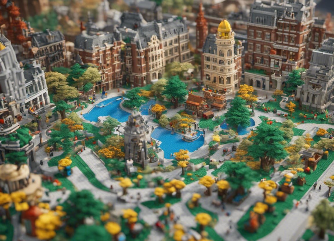 A Lego City Park made entirely of Legos, cityscape made entirely of ...