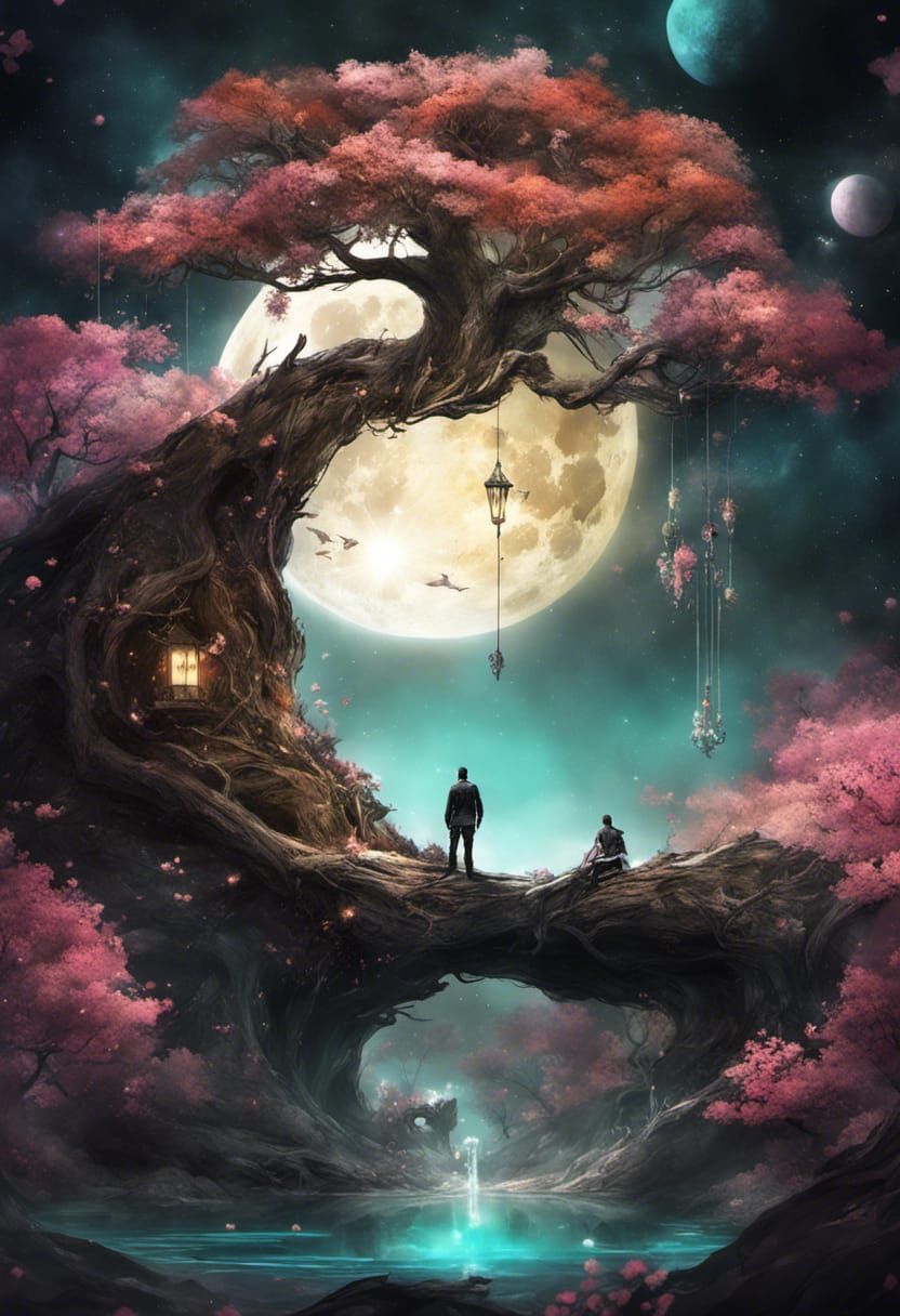 Fantasycore Houses inside a flowering Yggdrasil - AI Generated Artwork ...