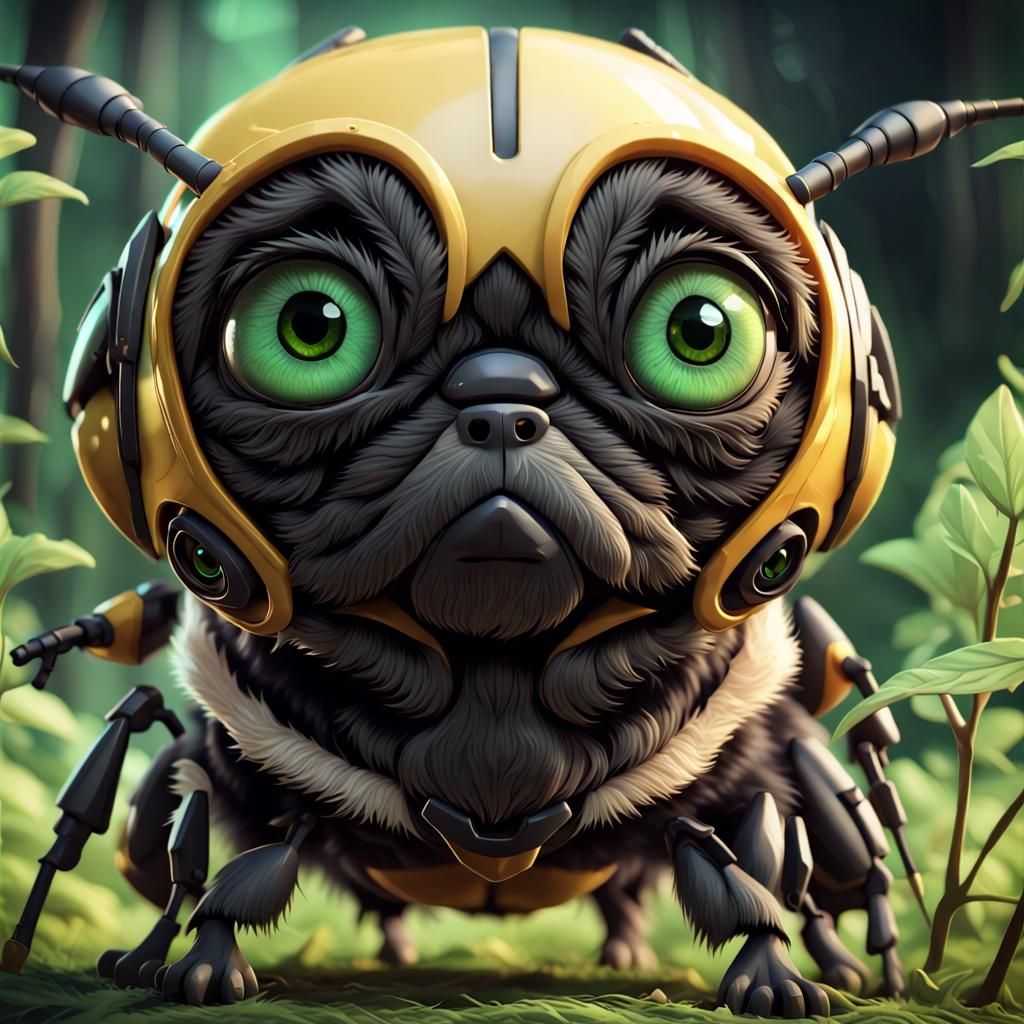 a close up of a bug with green eyes, by Android Jones, trending on polycount, digital art, big ...