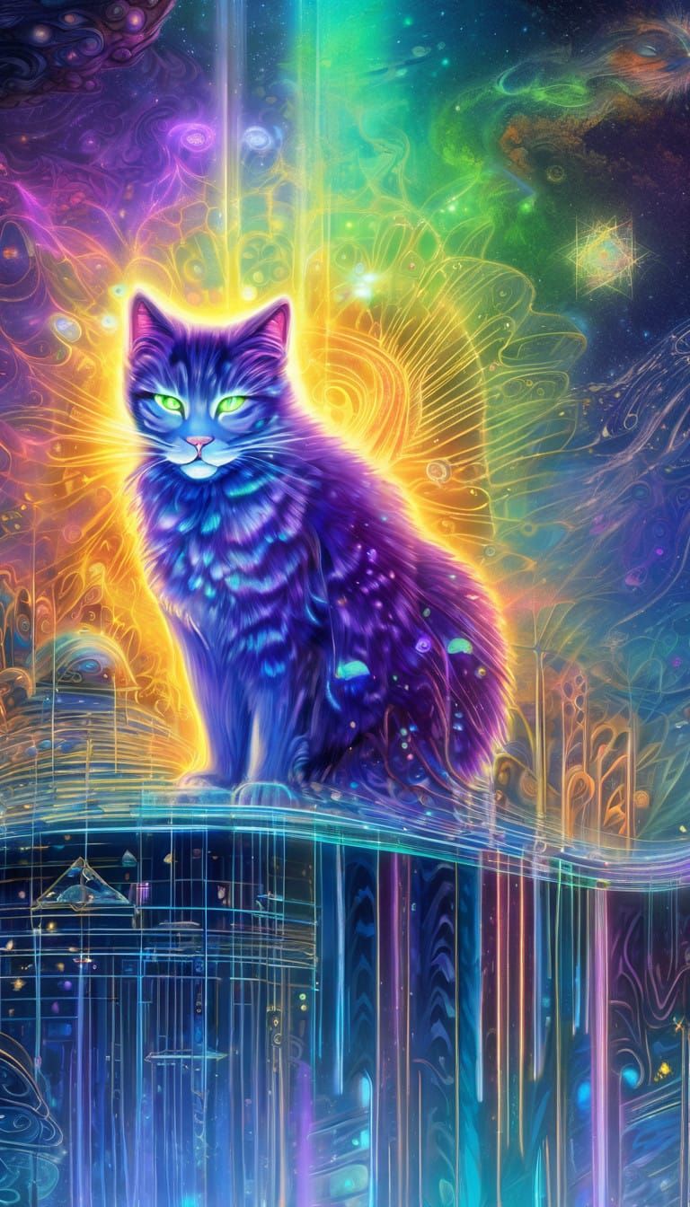 Surreal Kitty Contemplates Cosmic Domination Amids... - AI Art