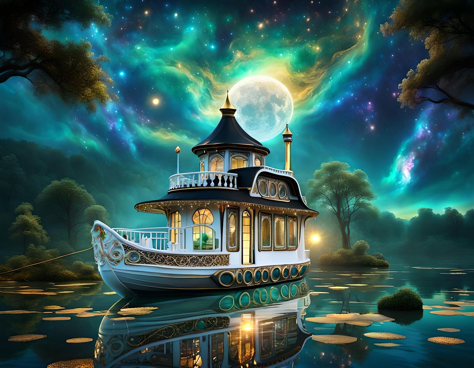 Whimsical fairytale boat - AI Generated Artwork - NightCafe Creator