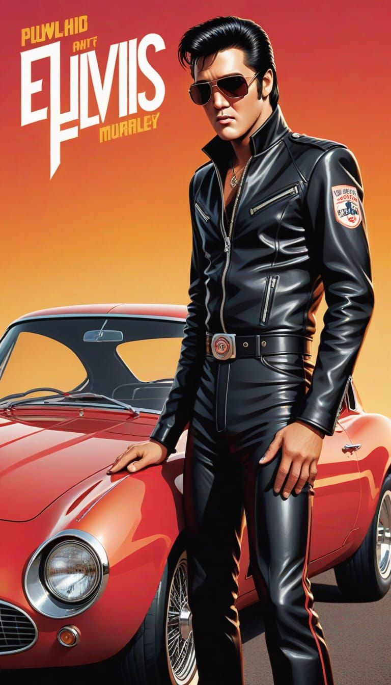 Elvis Presley Revs Up the Track in Retro Racing St... - AI Art