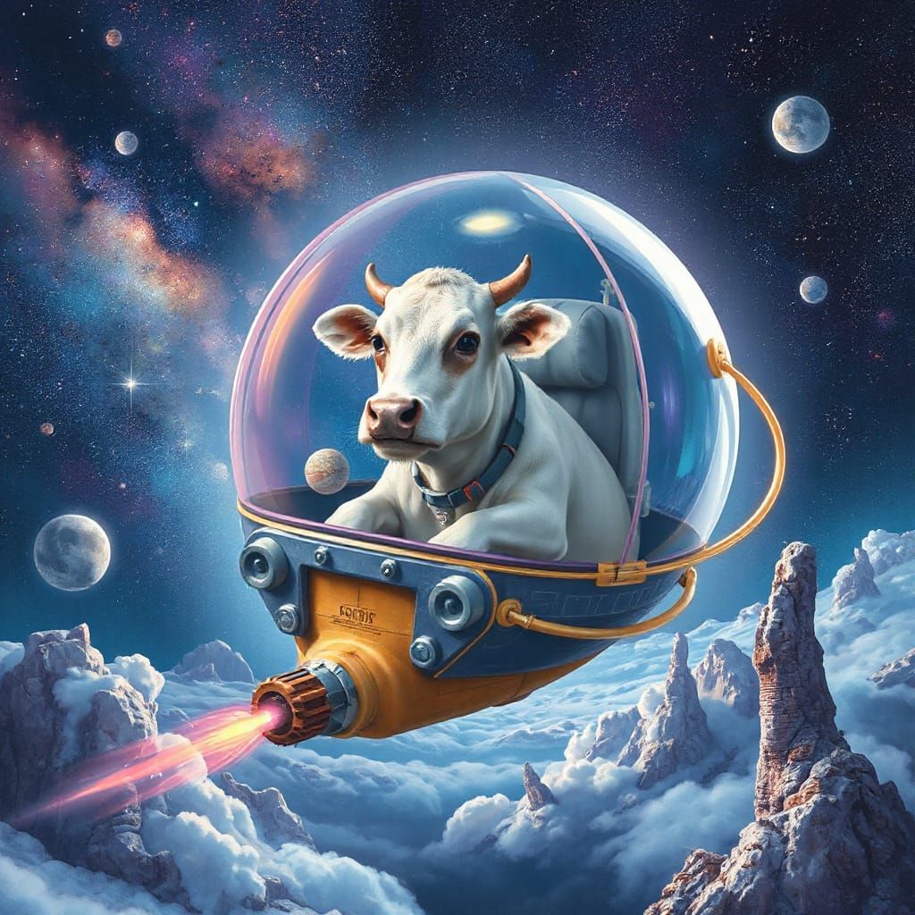 Cow-pilot en route to the Milky Way