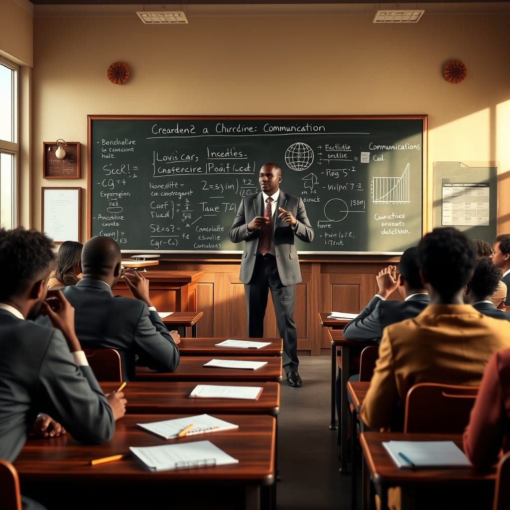 African Professor Leads Class in a University Clas... - AI Art