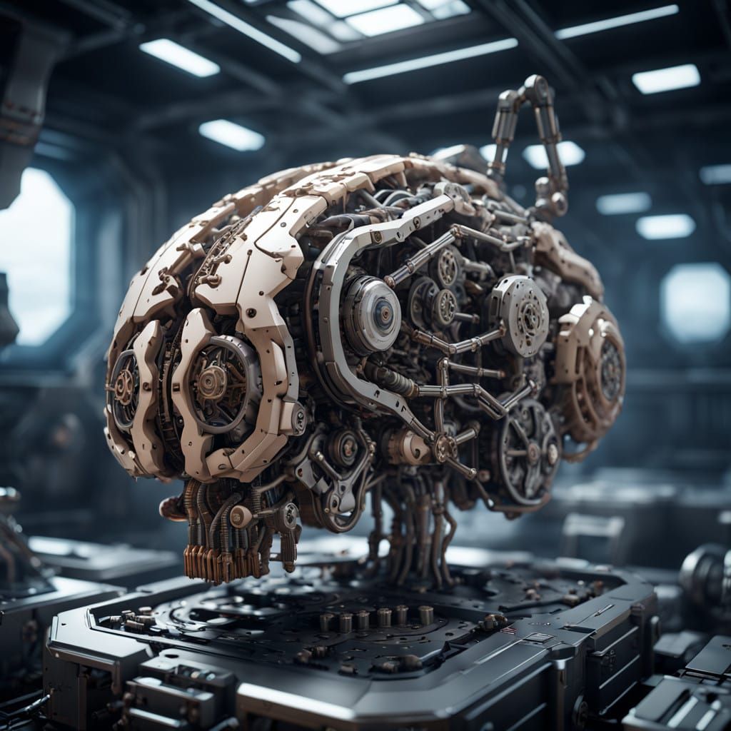 Bio-Mechanical brain - Epic Cyberpunk Brain in Futuristic At...