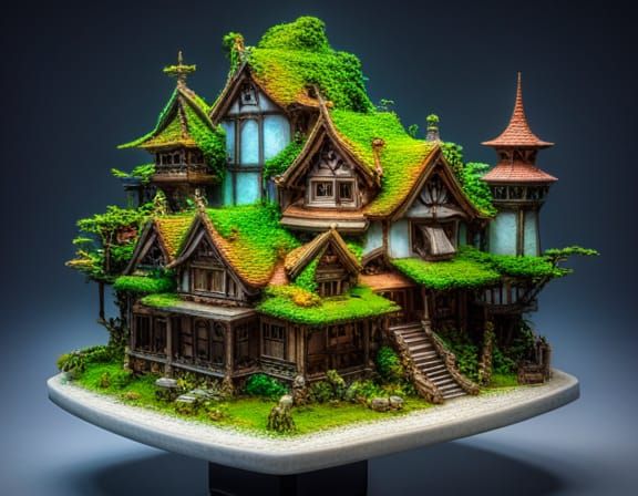 miniature vast fae court treetop palace realm sculpture sprawling ...
