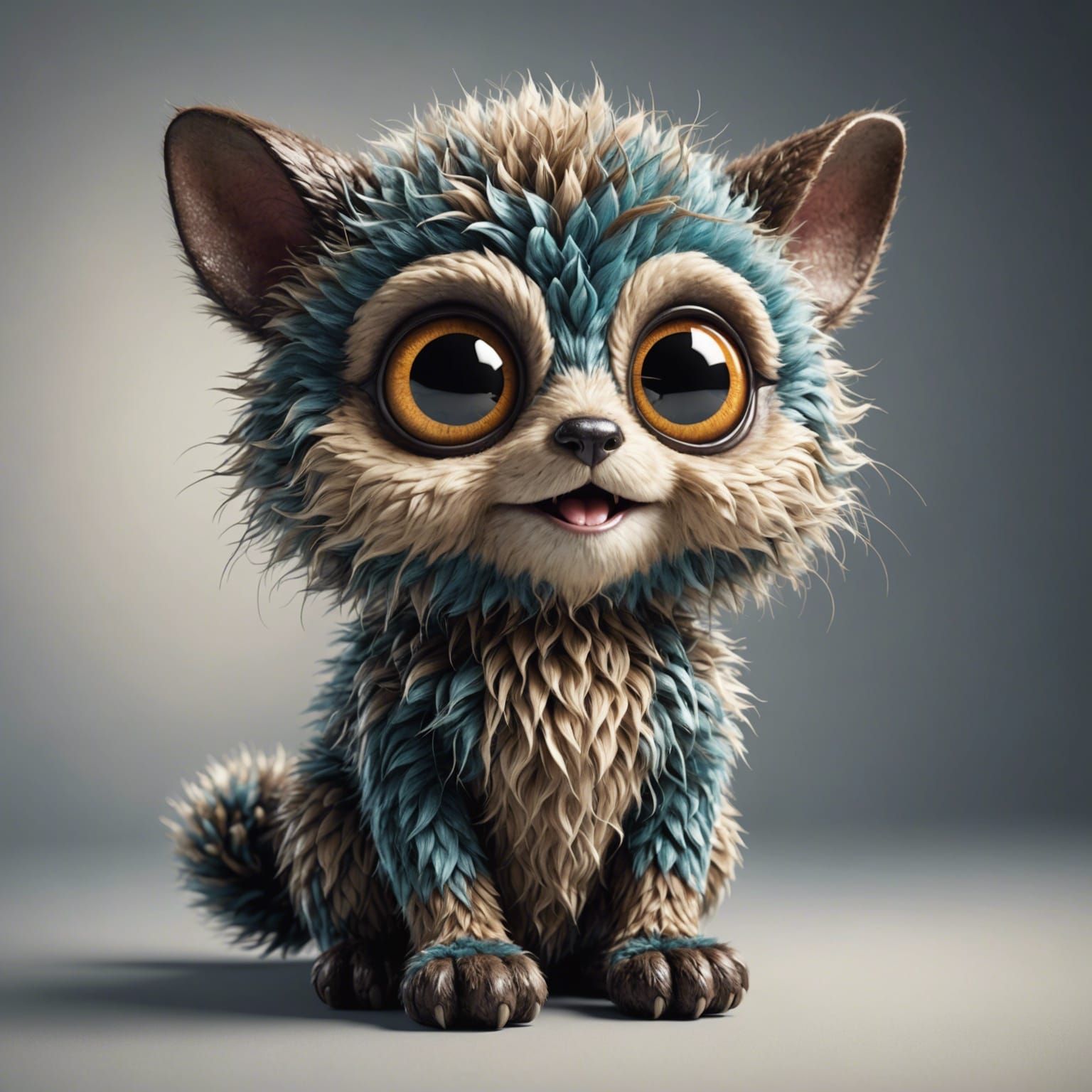 Adorable and cute, fantastical creature with googly eyes in rich, hyper ...