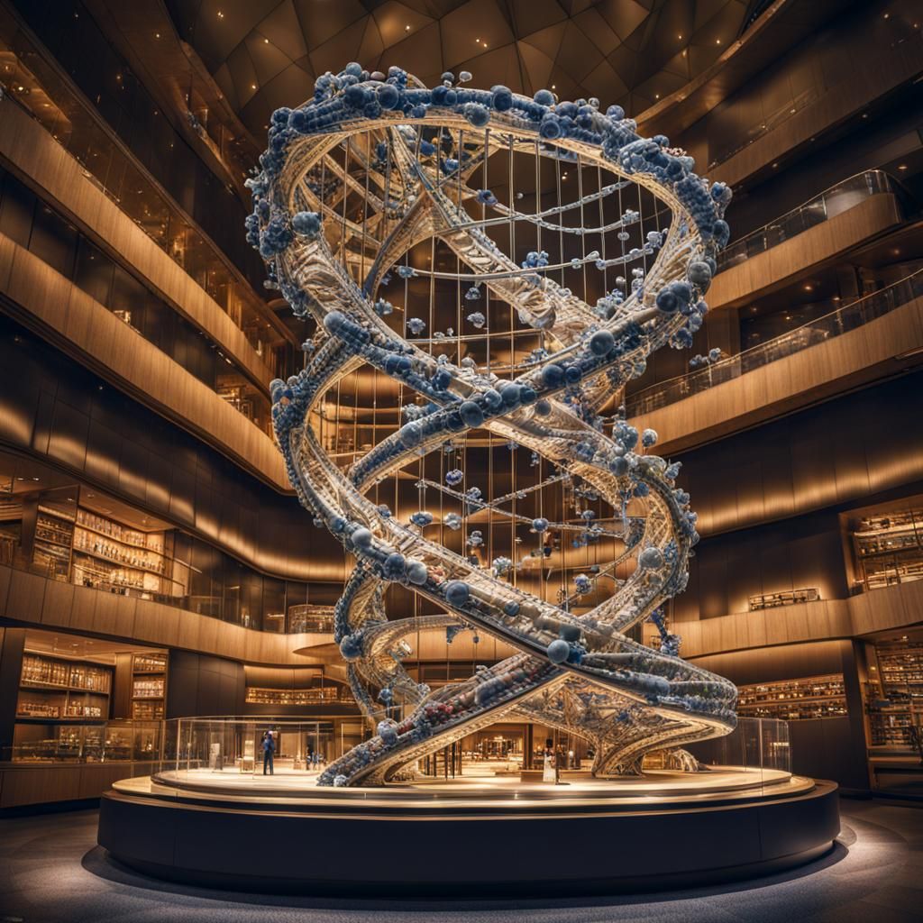 Watson and Crick building a model of the DNA double helix, intricate ...