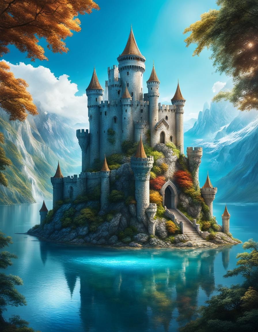 Lake Castle - AI Generated Artwork - NightCafe Creator