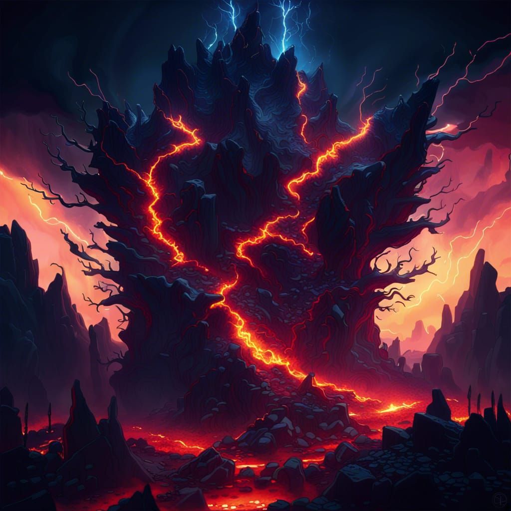 A primordial hellscape crisscrossed with brilliant bright heat ...