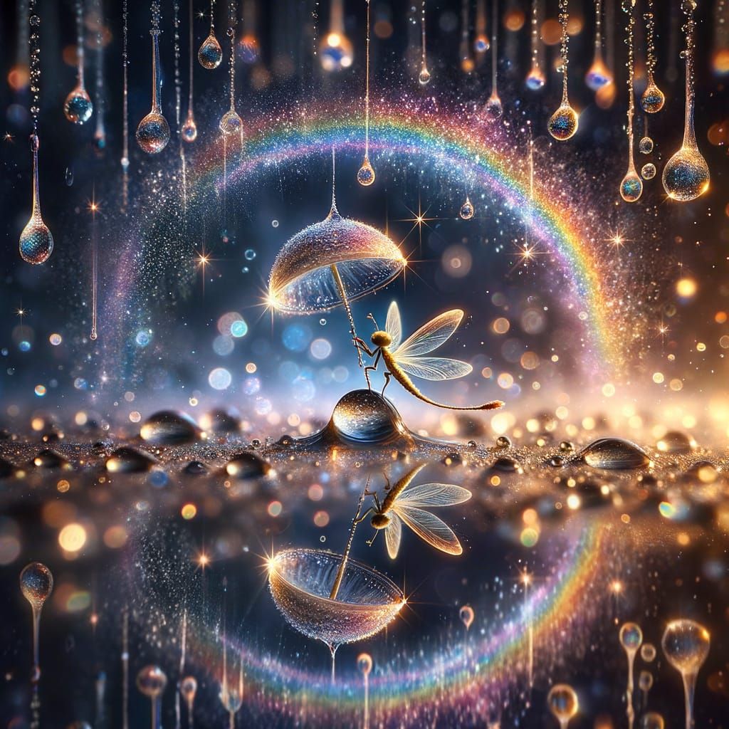 Fairy in Enchanted Rainforest Scene with Rainbow a... - AI Art