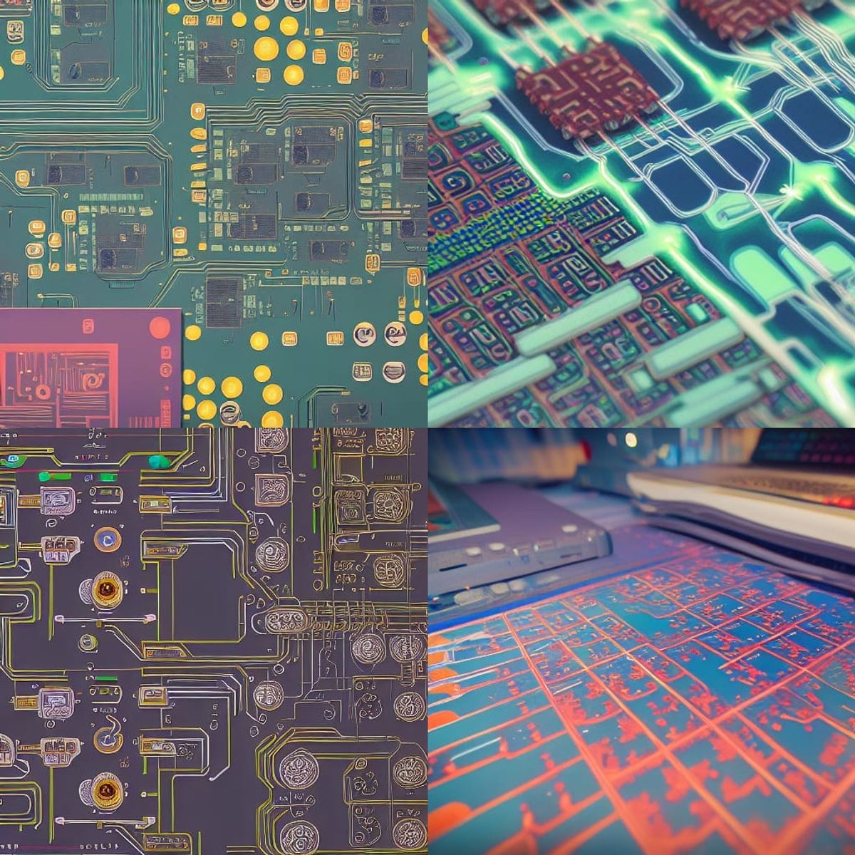 arrayed printed circuit boards on a desk - AI Generated Artwork ...