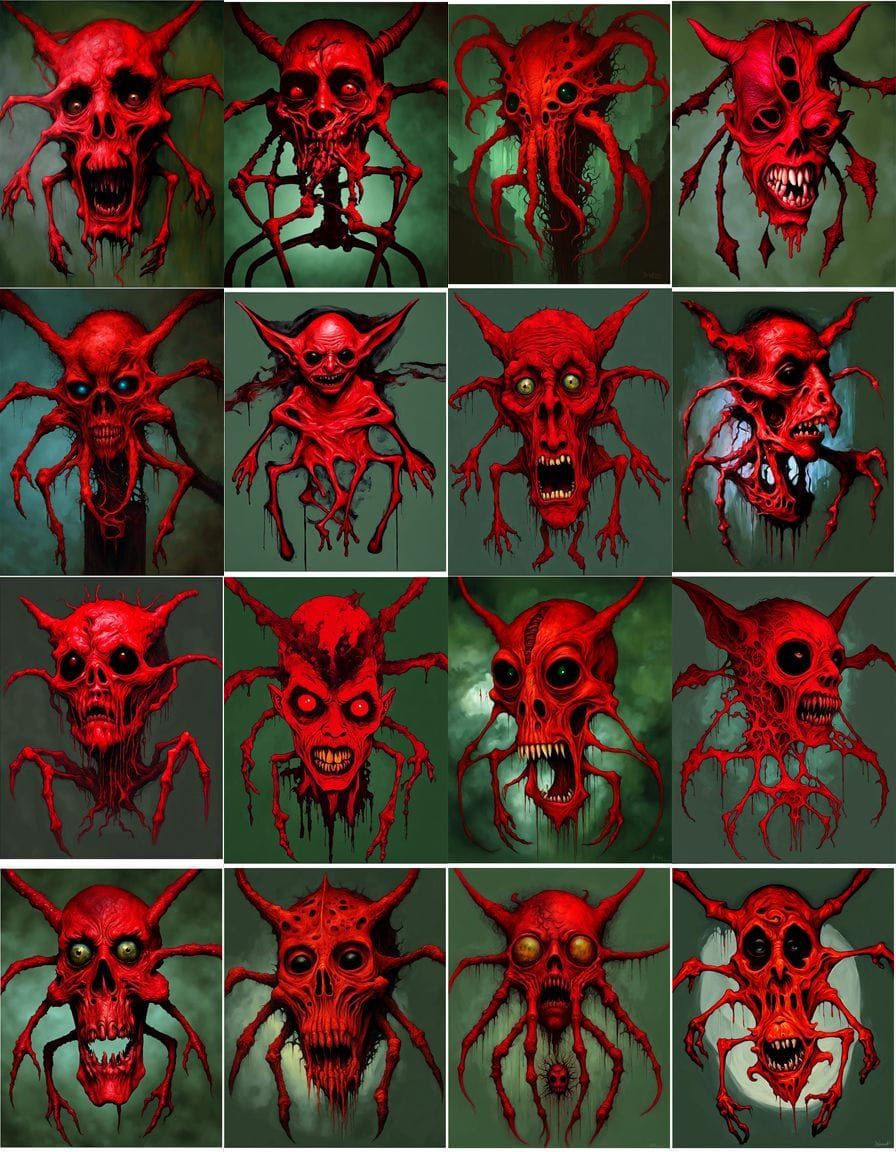 Eldritch Goblin Wears Twisted Flesh Mask in Grotes... - AI Art