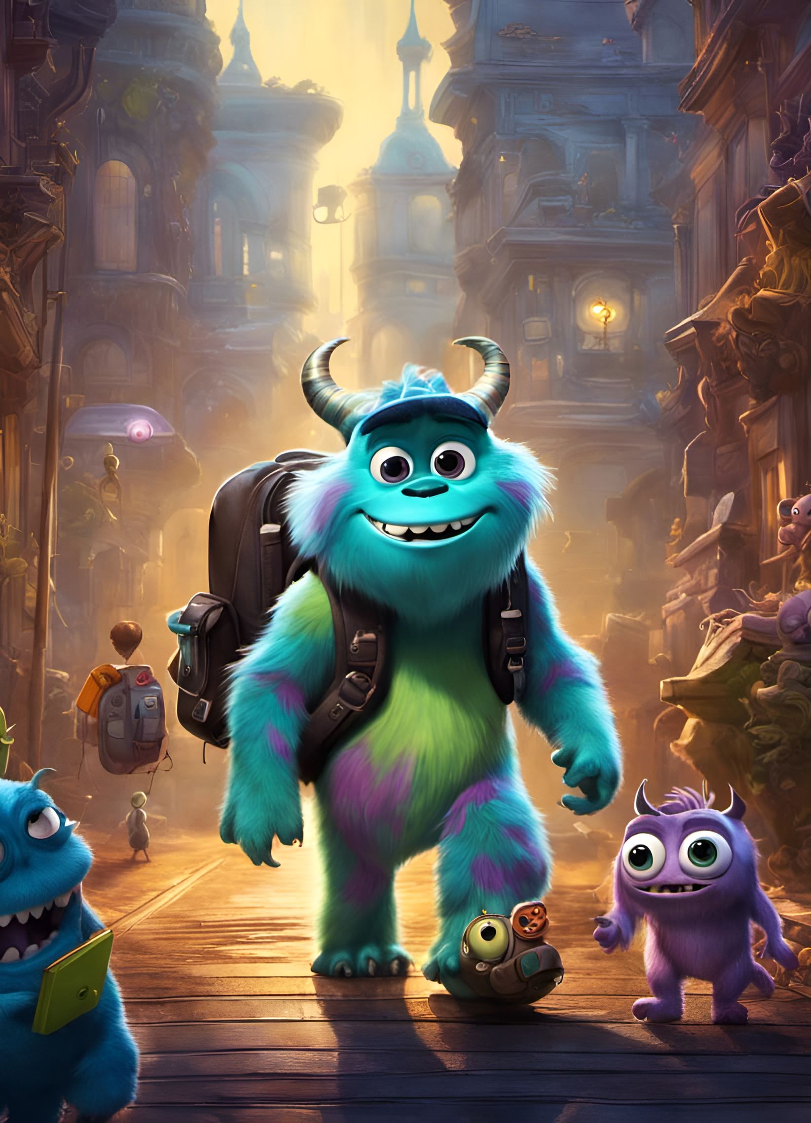 Little James P. Sullivan off to school - AI Generated Artwork ...