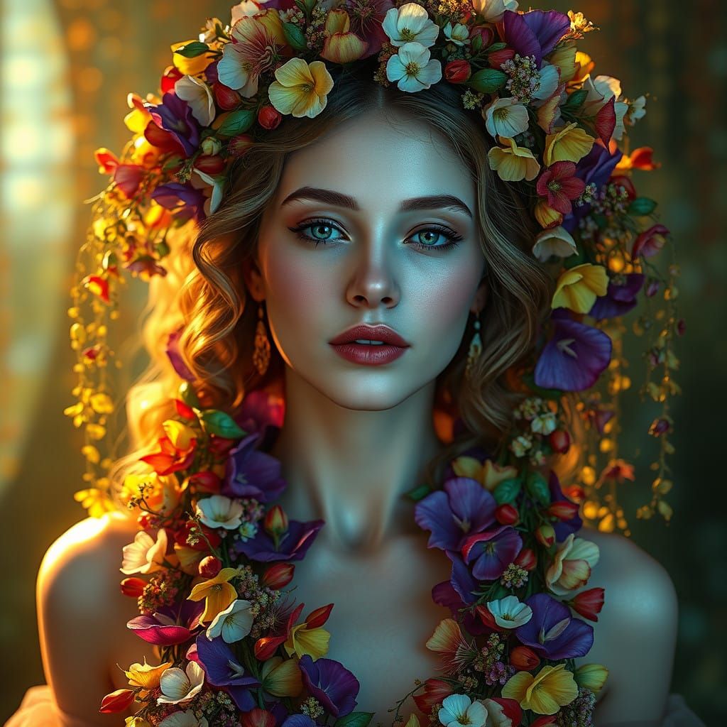 Bouquet - Ethereal Floral Goddess in Whimsical Dreamscapes