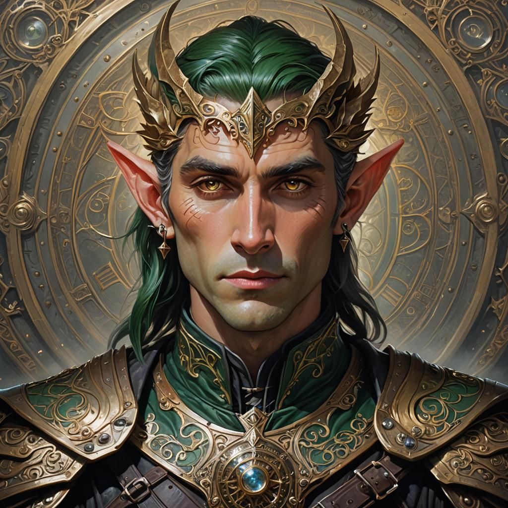 head to shoulder portrait of a beautiful mysterious elf man ...