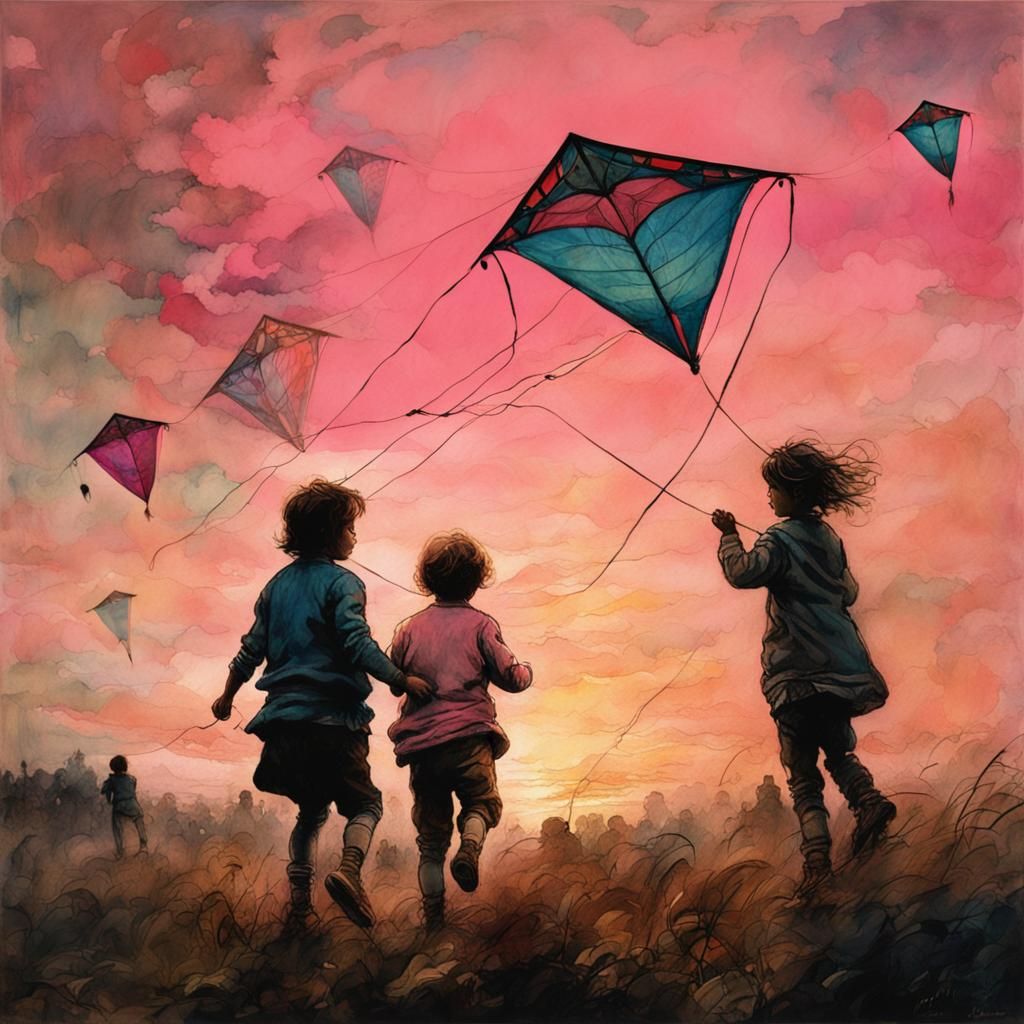 Children flying Kites, Arthur rackham and Paul barson and Paul Lovering ...