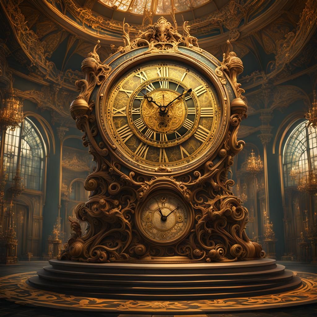a epic cosmic radiation of a clock, time illusions everything. - AI ...
