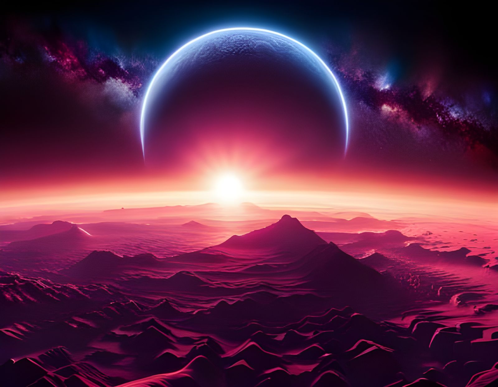 Photorealistic colorful ringed planets and gaseous neon nebulas Ridley ...