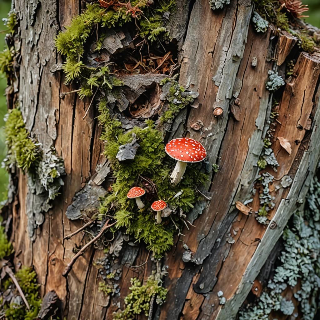 Fly Agaric and Cladonia - AI Generated Artwork - NightCafe Creator