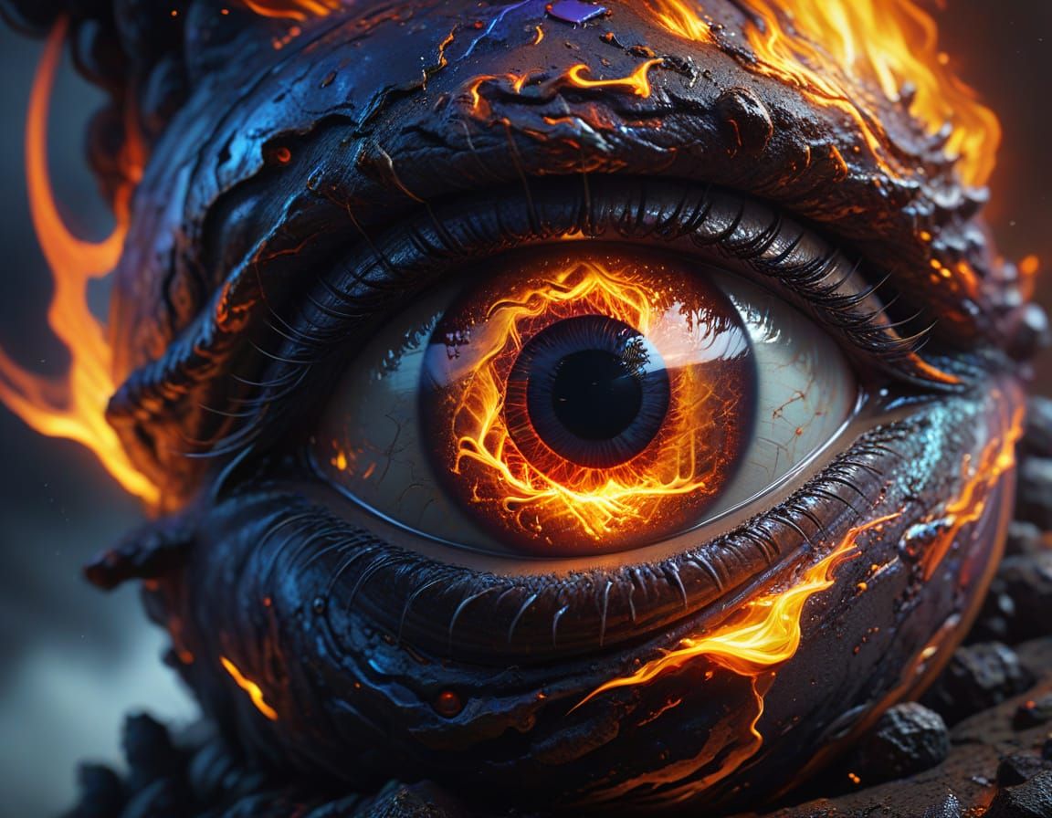 Surreal Vision: A Blazing Eye Holds Earth in a Vib... - AI Art