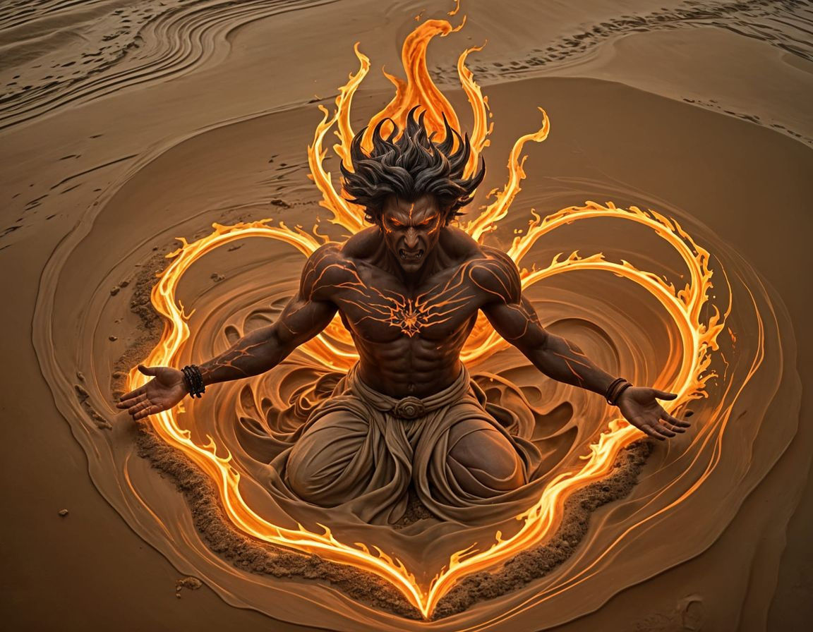 Ifrit at the center of a sand whirlpool