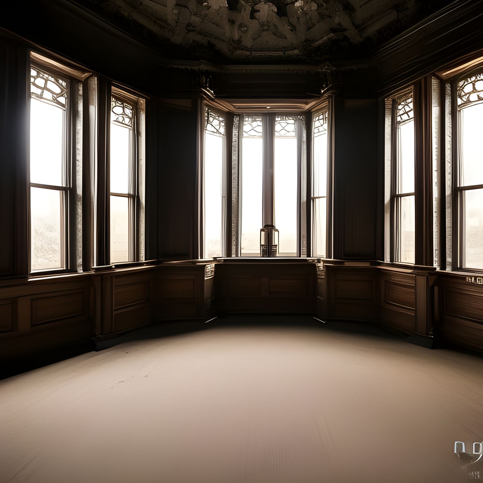 liminal space attic, Victorian mansion, dust, abandoned, moody, dark ...