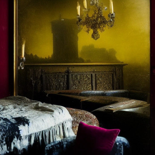 Decaying Castle in Golden Haze - AI Art