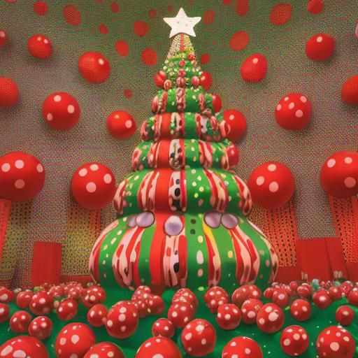 16k resolution, art by Yayoi Kusama, Andy Warhol, pop art Christmas ...