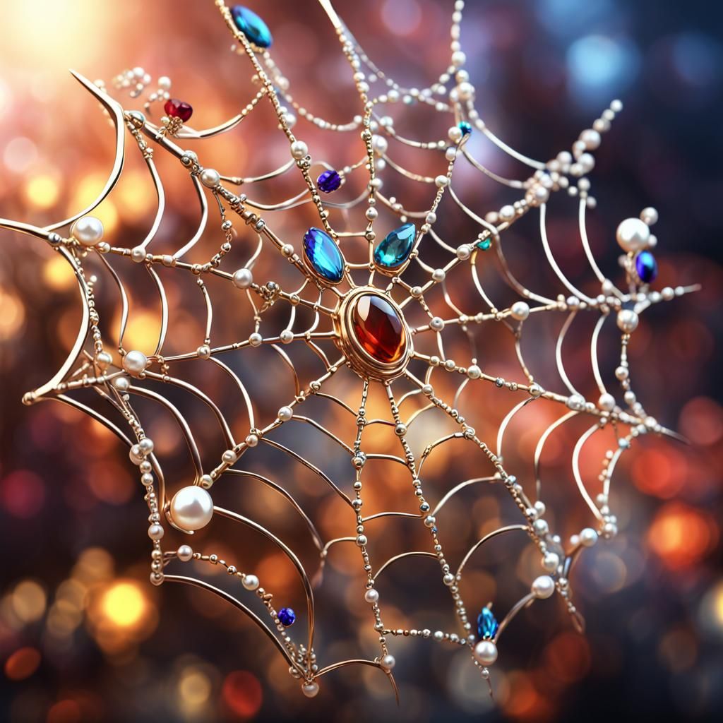A jewelry spider web - AI Generated Artwork - NightCafe Creator