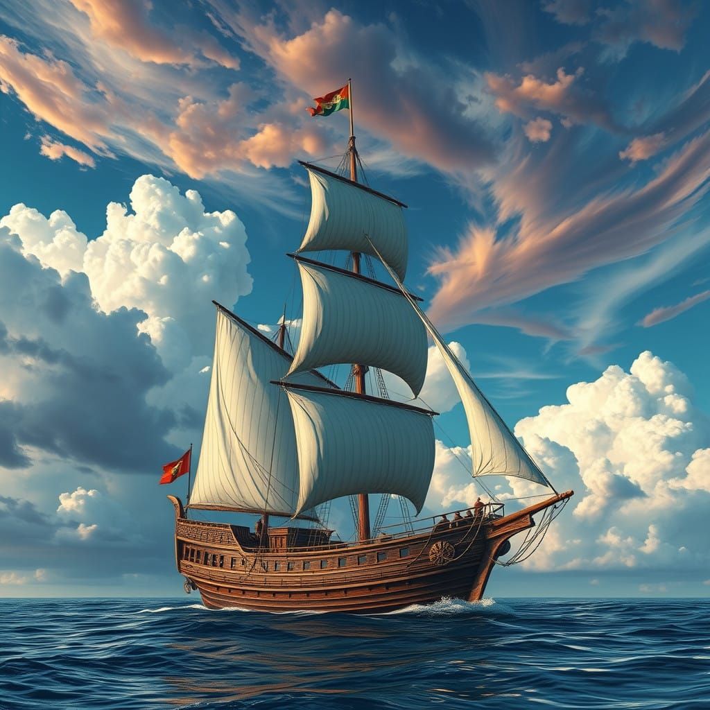 Good morning boat - Majestic Sailing Vessel in Vibrant Fant...