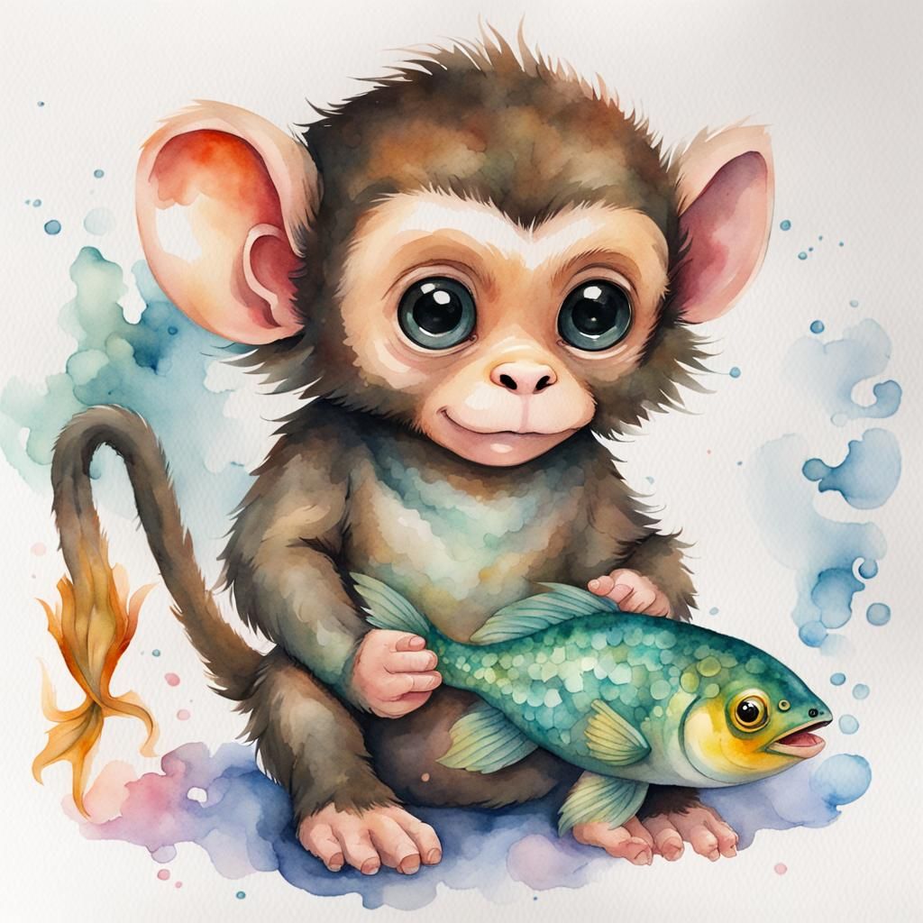 Monkey Fish 240112A - AI Generated Artwork - NightCafe Creator