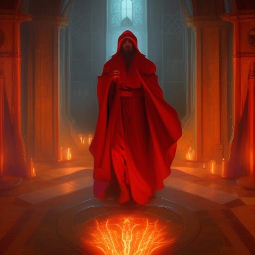 Sorcerer in Red Robes - AI Generated Artwork - NightCafe Creator