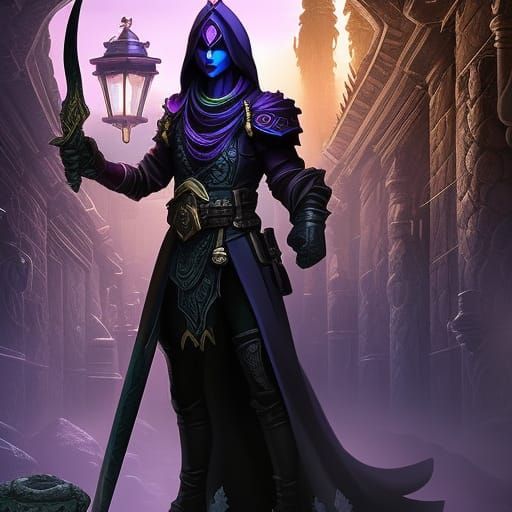 Drow rogue exploring a dungeon entrance - AI Generated Artwork ...