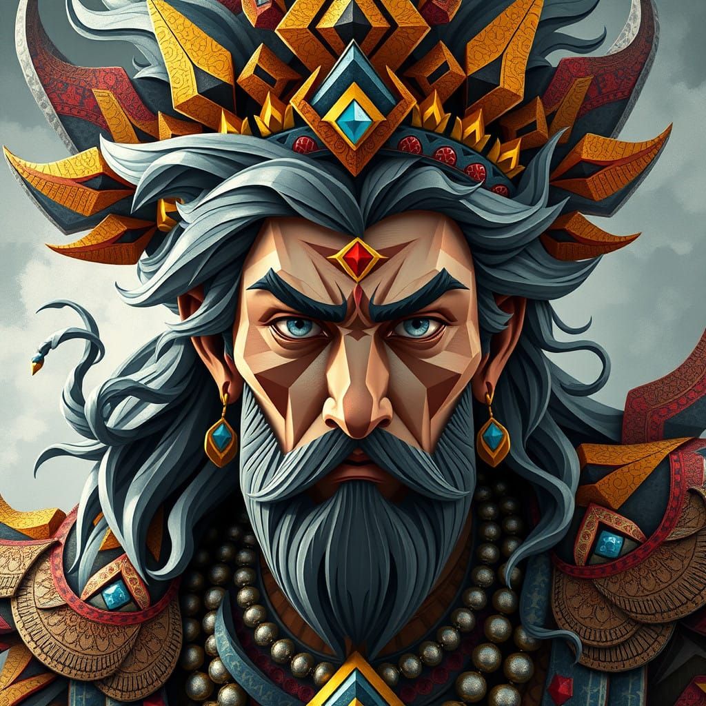 Hyper-Realistic Cubist Portrait of Iranian Wind Go... - AI Art