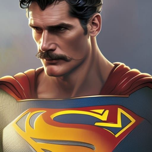 Superman with a mustache - AI Generated Artwork - NightCafe Creator