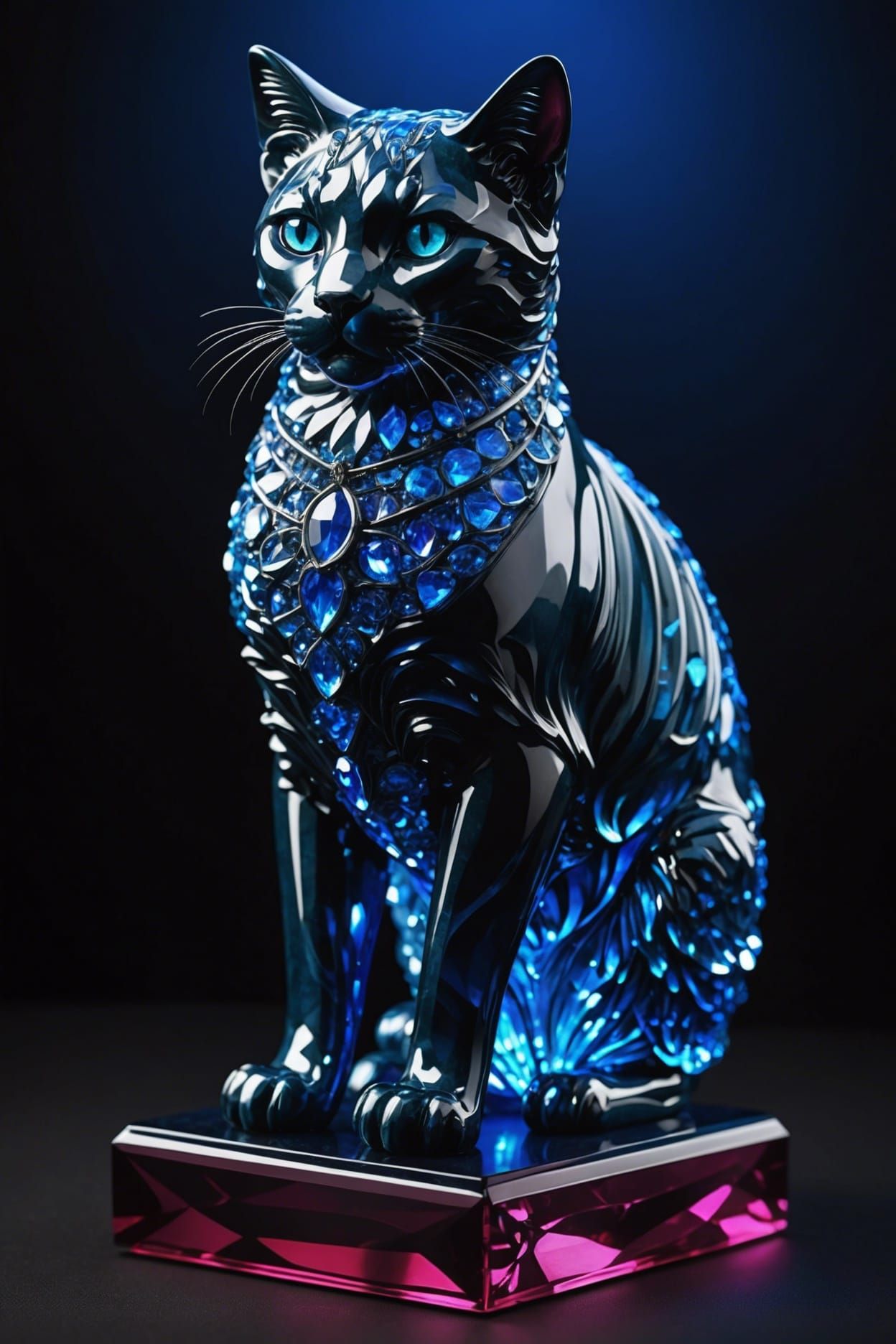 Sapphire Cat Statue v.2 - AI Generated Artwork - NightCafe Creator